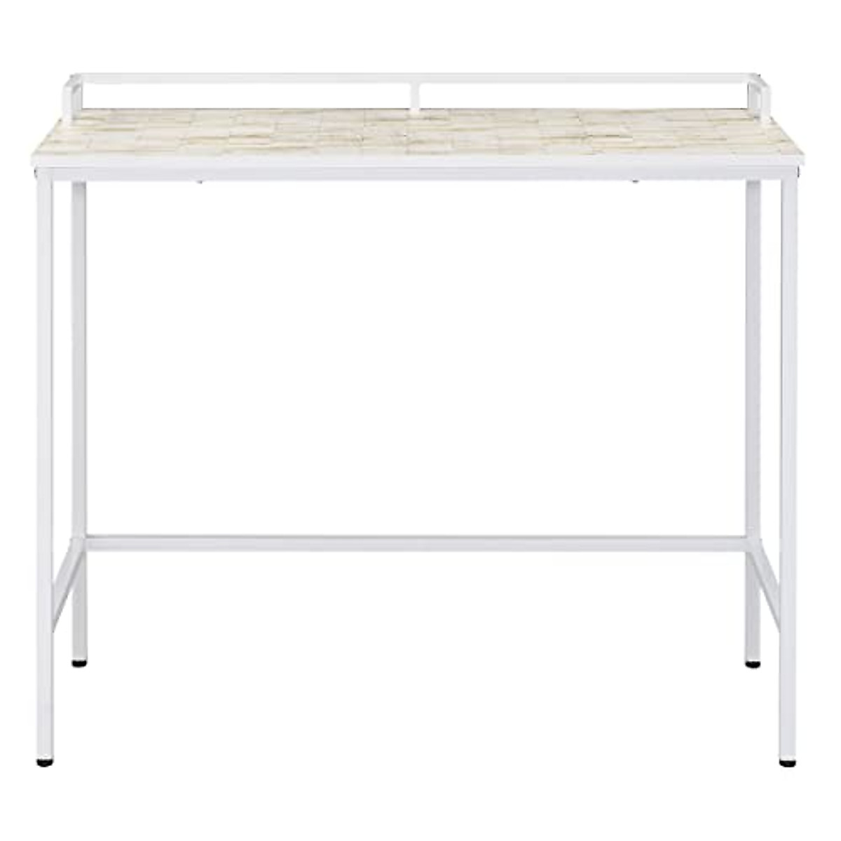 OSP Home Furnishings Brighton Console Table, Mosaic Top and White Metal Frame