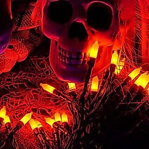 FUNPENY Halloween 50 LED Clear Mini String Lights, 16 FT Battery Operated Waterproof Fairy Lights with 8 Lighting Modes, Halloween Decorations for Indoor Outdoor Garden Party Decor (Orange,2 Pack)