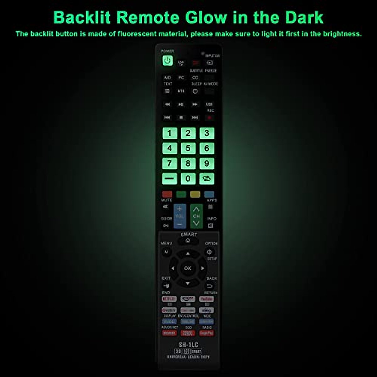 Gvirtue Universal Remote Control Replacement for Sharp-Smart-TV-Remote All Sharp AQUOS LED LCD HDTV 3D 4K UHD Smart TV with Backlit, Netflix, You Tube, Amazon, Sling, Vudu, Google Play Button