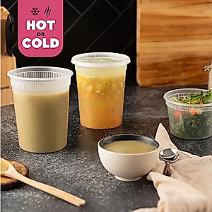 Food Storage Containers With Lids - [48 Pack] - (3 Sizes - 8, 16 & 32 Oz) - Plastic Deli Containers With Lids Variaty Pack - Soup Containers With Airtight Lids - Microwave, Freezer & Dishwasher Safe