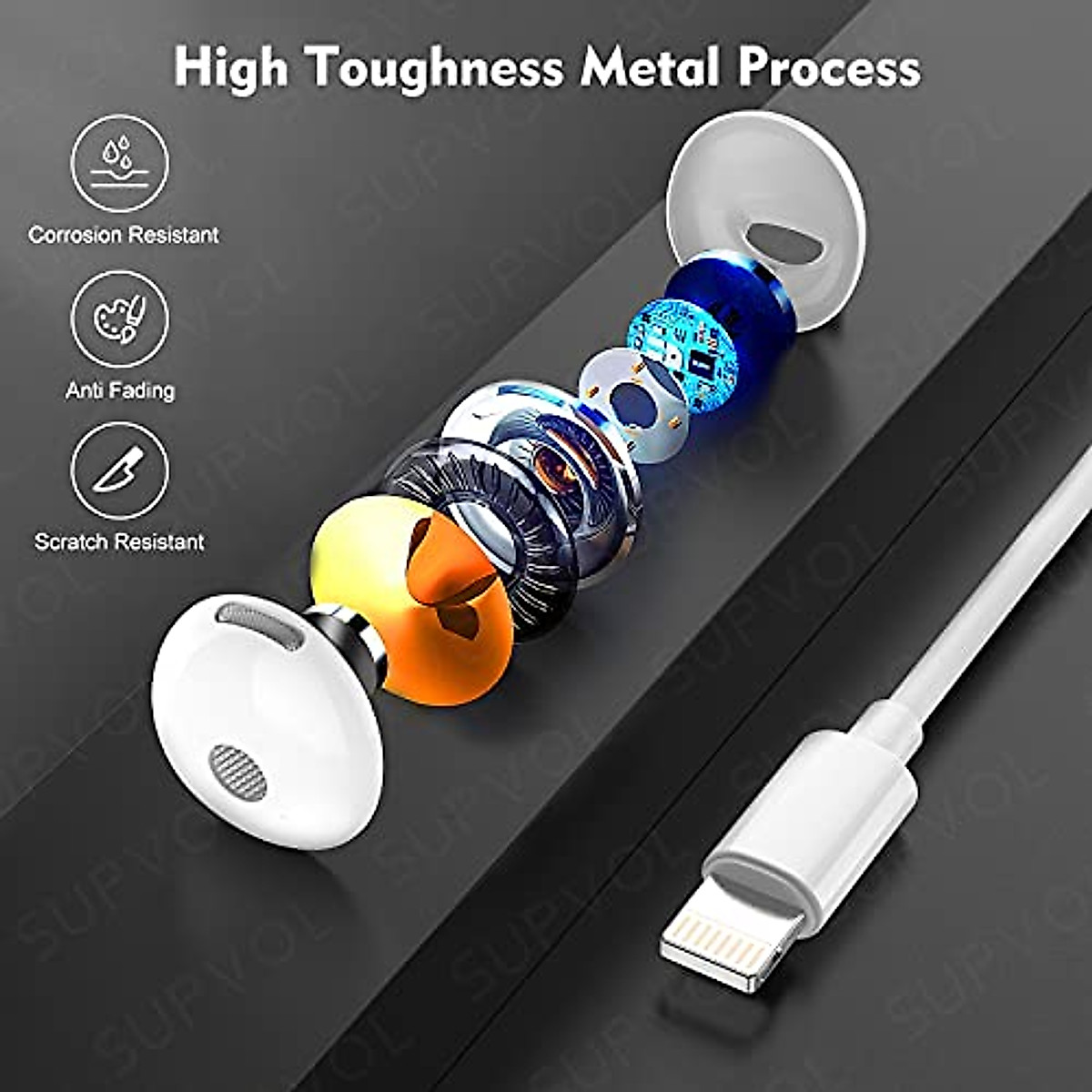 2 Pack Apple Earbuds for iPhone Headphones Wired Earphones with Lightning Connector(Built-in Microphone & Volume Control)[Apple MFi Certified] Noise Isolating for iPhone 14/13/12/11/XR/XS/X/8/7/Pro