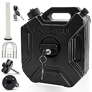 1.3 Gallon Portable Petrol Diesel Storage Gas Can 5L Gas Tank Fuel with lock & key Black Compatible With Motorcycle SUV ATV Most Cars Yacht