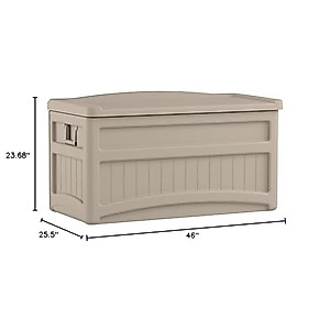 73 Gallon Waterproof Resin Deck Box, Indoor Outdoor Portable Wheeled Storage Bench Storage Container Box with Seat, Storage for Patio Furniture, Outdoor Cushions, Garden Tools and Pool Supplies, Tan