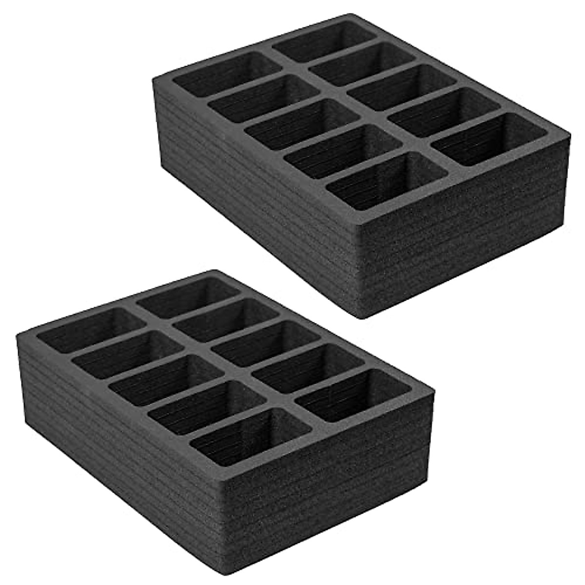 Polar Whale 2 Large Compact Organizer Stands Premium Durable Black Foam Tray Washable Waterproof Insert Storage for Home Bathroom Bedroom Cosmetic 11 x 8 x 3 Inches 10 Compartments