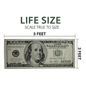 Motivational 100 Dollar Bill Large Life Size Money Flag Backdrop -Man Cave Wall Decorations Benjamin Franklin Dorm Bedroom Accessories - Frat House Living Room Flag 2X5 Cool Flag for Guys Home Office