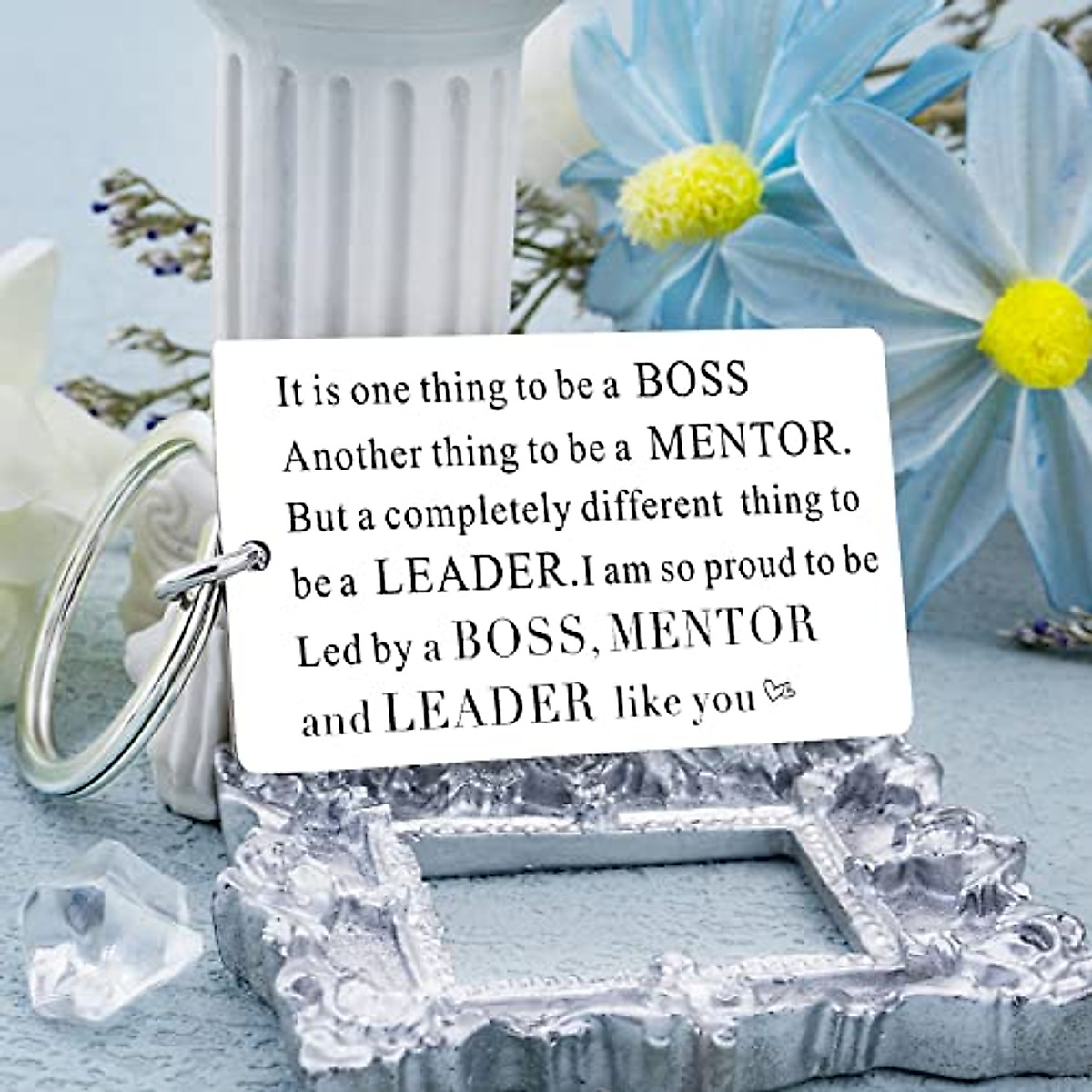 Boss Gifts for Men Lady Women Appreciation Supervisor Mentor Leader White Elephant Keychain Office Stocking Stuffers Christmas Gift Boss, Silver