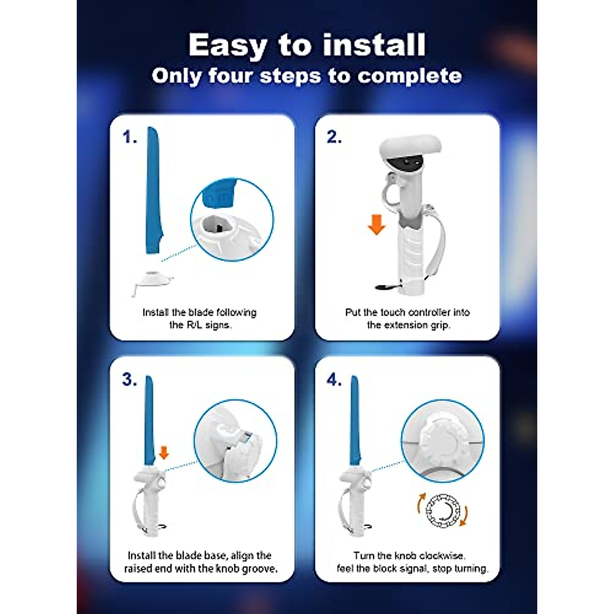 AMVR Upgraded Extension Grips for Beat Saber Handles, Compatible with Oculus/Meta Quest 2 Accessories,Also Suitable for Supernatural Training,Fruit Ninja,Blade & Sorcery and VR Game