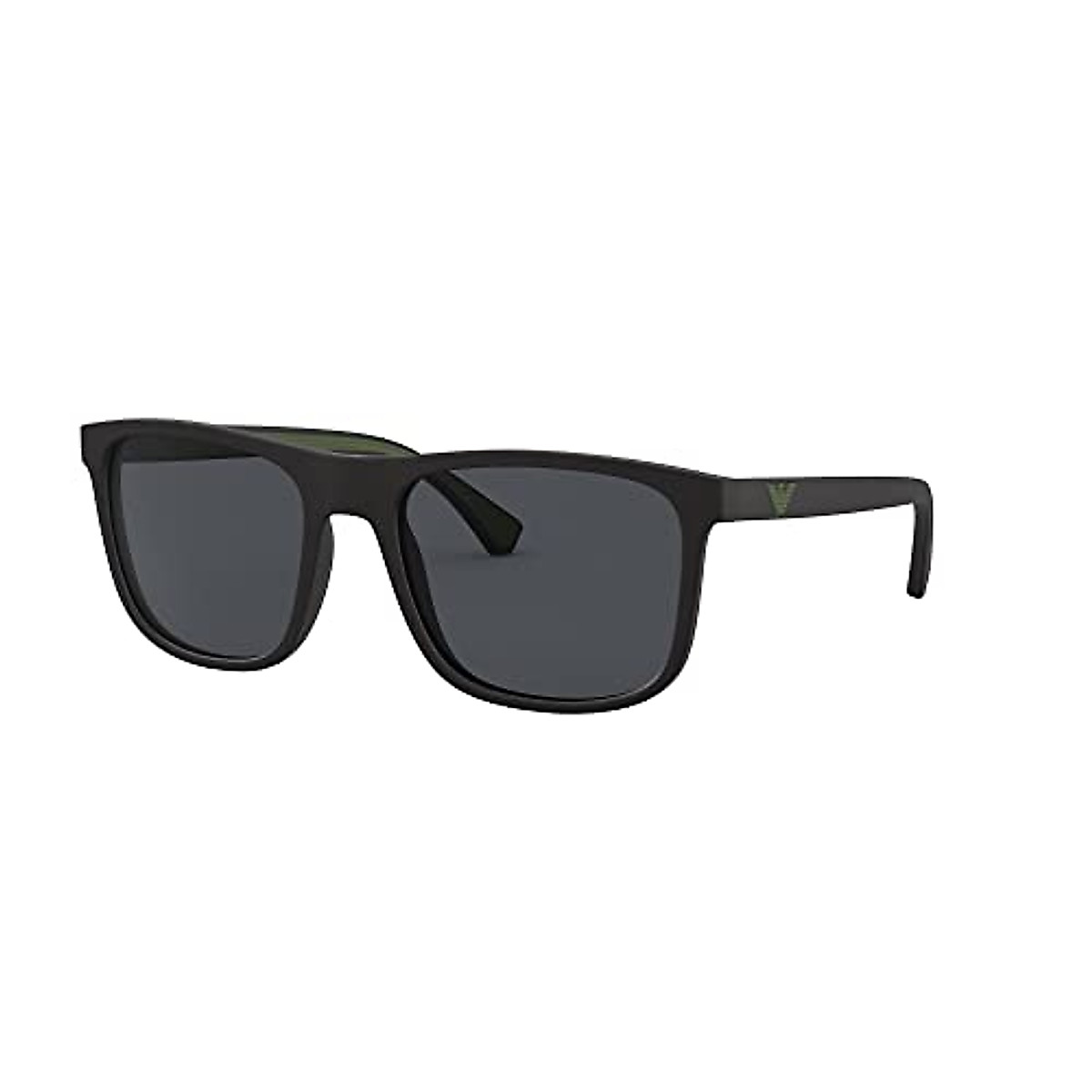 Emporio Armani Men's EA4129 Square Sunglasses, Matte Black/Grey, 56 mm