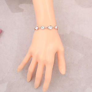 SPRJF Bridesmaid Jewelry Set for Women Pendant 18K Gold & Silver & Rose Gold Pendant Necklace Earrings Bracelet Set,Dainty Gift for Wedding/Proposal/Party/Prom/Anniversary