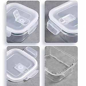 R.repad yay Square Glass Food Storage Containers, Small Square Glass Containers With Airtight Lids, 14oz Glass Meal Prep Containers, Glass Leak-proof Soup Container, Microwave Freezer Safe -(4PC)
