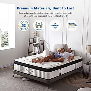 Suiforlun 14 Inch Hybrid Gel Memory Foam and Innerspring Mattress with Bamboo Cover, Euro Top Luxury Mattress with 7 Premium Layers, Pressure Relief, CertiPUR-US Certified, King