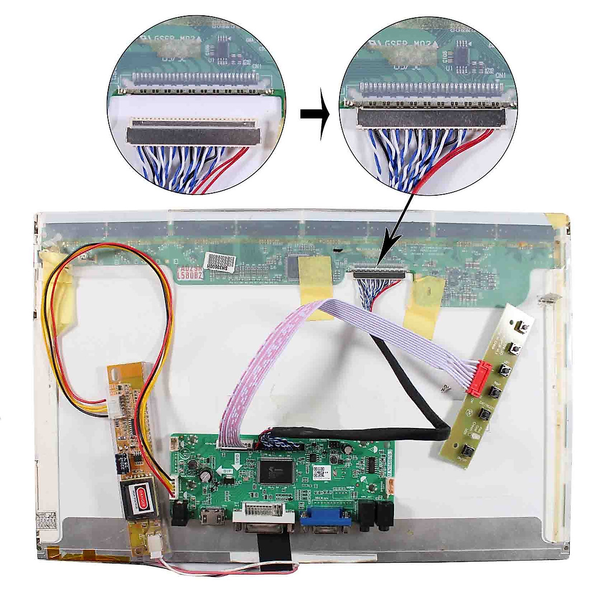 VSDISPLAY HD-MI VGA DVI Audio LCD Controller Board for 15.4" 17" B154PW01 B170PW03 1440x900 30Pin 1CCFL LCD Display