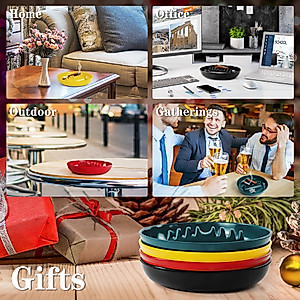 Grovind Ash Tray for Cigarettes [4 Pack] Melamine 7 Inches Outdoor Ashtray for Patio, Plastic Ashtrays With 7 Cigarette Holders, Home Office Indoor Outdoor Use