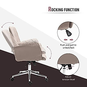 Vinsetto Modern Mid-Back Tufted Microfiber Home Office Desk Chair with Adjustable Height, Swivel Adjustable Task Chair with Padded Armrests, Light Grey