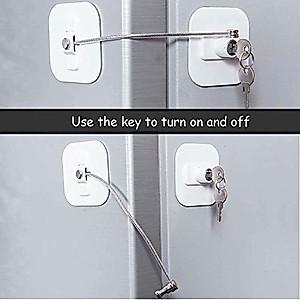 Locks for Refrigerator,2 Pack Fridge Lock with Keys,Lock for a Fridge(White Refrigerator Lock)