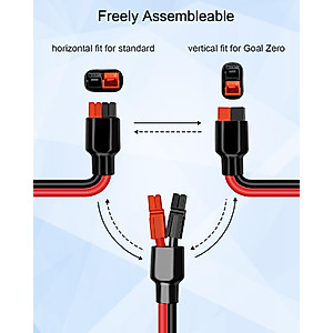 HUQUZN 12FT 10AWG Solar Panel Extension Cable Compatible with Anderson Adapter, Solar Wire with Female and Male Connectors for Portable Power Station Camping, Horizonta