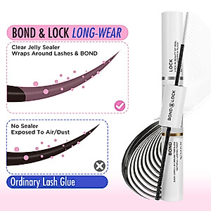BEPHOLAN Lash Bond and Seal, DIY Eyelash Extension Bond & Seal, Lash Glue Mascara Infused with Biotin & Vitamin E–Super Strong Hold & Latex Free, Suitable for Sensitive Eyes, 0.30 oz