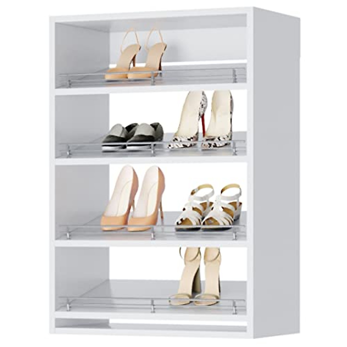 Short Closet Shelves Tower - Modular Closet System with Shoe Shelves (4) - Corner Closet System - Closet Organizers and Storage Shelves (White, 31.5 inches Wide) Closet Shelving