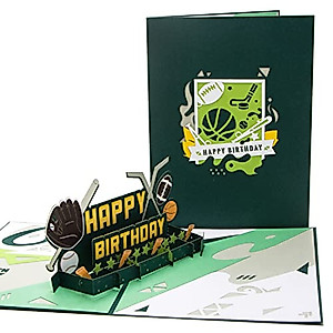 Ribbli Pop Up Birthday Card, Happy Birthday Card, Sports Style Birthday Card for Men Dad Husband Boyfriend Brother Son Kids Friend, with Envelope