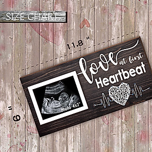 Yudarte New Mom Gifts - Pregnancy Announcements Baby Ultrasound Picture Frame - Love at First Heartbeat Sonogram Photo Frame 4x3 Inches - Baby Nursery Decor for First Time Parents