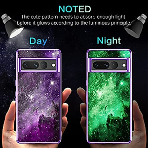 BENTOBEN Pixel 7 Pro Case, Google Pixel 7 Pro Case, Slim Fit Glow in The Dark Soft Flexible Bumper Protective Shockproof Anti Scratch Non-Slip Cute Case Cover for Google Pixel 7 Pro, Purple Nebula