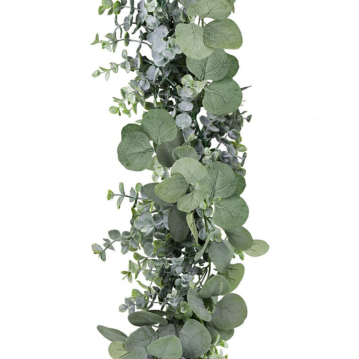 Winlyn 5.9' Long Faux Leaves Greenery Artificial Silver Dollar Eucalyptus Garland in Grey Green Wedding Arch Swag Backdrop Garland Doorways Table Runner Garland Indoor Outdoor