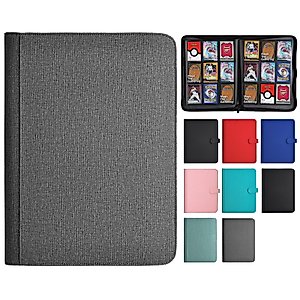 HerriaT Trading Card Binder, 9 Pocket PU Cover Card Collection Binder for 360 Cards, Premium Card Book, Sturdy Card Holder Folders, Card Album for YuGiOh, MTG, TCG, Game Cards & Sports Cards