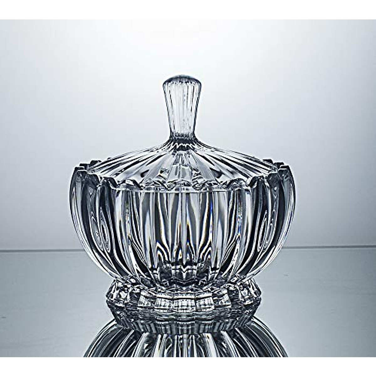 Modern-Depo Crystal Serving Bowl with Lid Glass Centerpieces for Parties Home Office Wedding Food Salad Fruit Snack Dessert Mixing Collection, 6.5 Inches