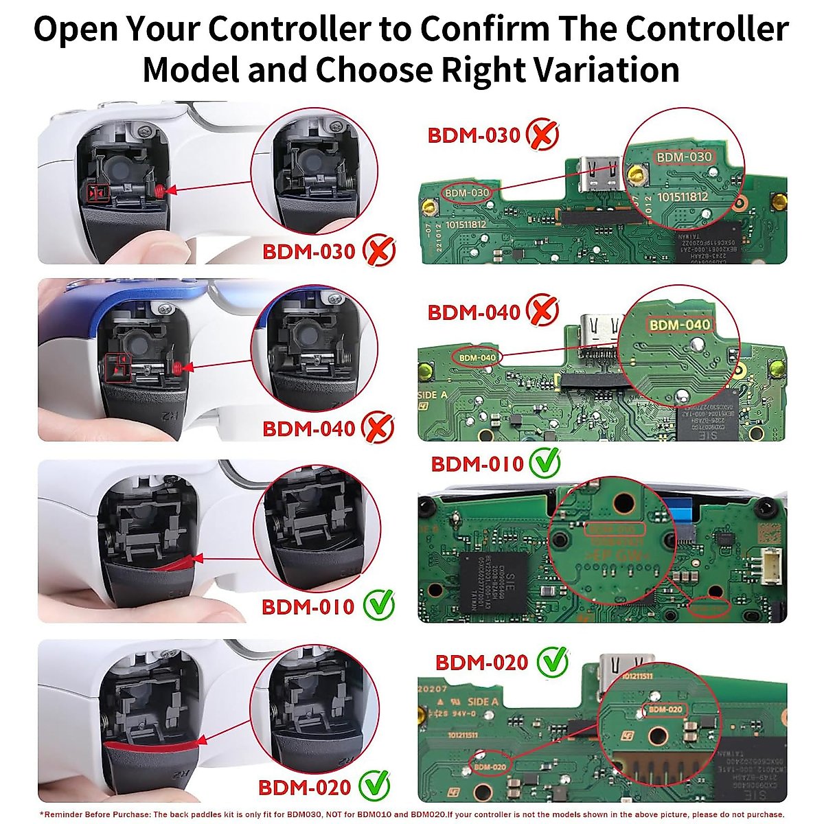 TOMSIN Programmable Remap Back Paddles Kit for PS5 Controller BDM 010 & BDM 020, 4 White Upgrade Back Button Attachment for PS5 Controller(Model 010&020)