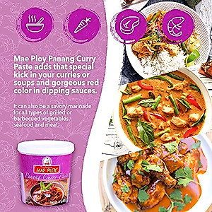 Mae Ploy Panang Curry Paste, Authentic Thai Panang Curry Paste for Thai Curries & Other Dishes, Aromatic Blend of Herbs, Spices & Shrimp Paste, No MSG (14 oz Tub)