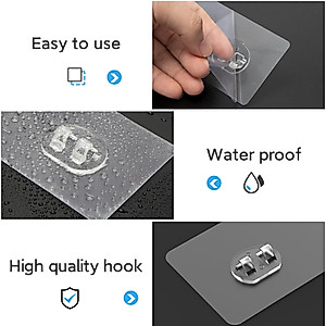 Lsnisni 14 Pack Shower Caddy Adhesive Replacement, Strong Adhesive Hooks for Shower Caddy, Waterproof Shower Adhesive Strips, No Drilling, for Bathroom Storage Shelves and Kitchen Racks