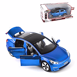 Diecast Toy Car Model 3 Car Model,Zinc Alloy Simulation Casting car Model Pull Back Vehicles,1:32 Scale Mini Vehicles Toys with Lights and Music for Toddlers Kids Children Birthday Gift (Blue)