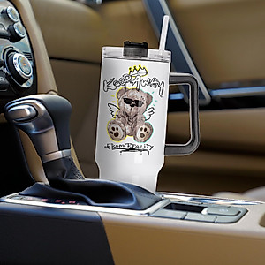 Sublifun 40 OZ Sublimation Tumbler with Handle, 2 Pack Sublimation Tumbler Blanks Stainless Steel Vacuum Insulated White Travel Tumbler with Plastic Handle and Straw for 40 oz Tumbler Heat Press Print