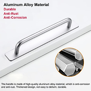 Self-Stick Instant Cabinet Drawer Handles Door Adhesive Handles,2pcs Aluminum Kitchen Cabinet Drawer Pull Handle with Adhesive Sticker,Perfect for Any Furniture Handle DIY (Silver, Small (5.83"))