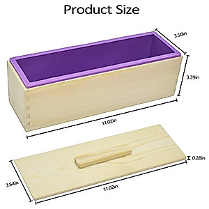 Artcome Loaf Soap Making Cutting Mold Kit 2Pcs 42oz Rectangular Silicone Soap Mold, 2Pcs Wooden Box with Lid, Adjustable Wooden Soap Cutting Tool with Stainless Steel Wavy & Plastic Straight Cutter