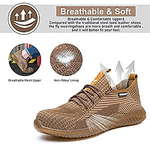 Furuian Steel Toe Shoes for Men Comfortable Safety Shoes Non Slip Steel Toe Sneakers Warehouse Industry Contstruction Mens Work Shoes Size M10.5/W12