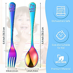 24 Pieces Kids Silverware Toddler Utensils Children's Safe Flatware Toddler Silverware Set 12 x Kids Forks 12 x Kids Spoons Stainless Steel Toddler Spoons and Toddler Forks (Colorful)