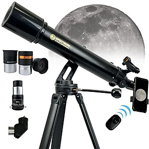 Spectrum Optical Instruments – ExploraPro 90AZ Refractor Telescope for Adults & Beginner – Compact Manual Alt-AZ Telescope – Smartphone Adapter & Remote Shutter – 90mm Aperture 660mm Focal Length