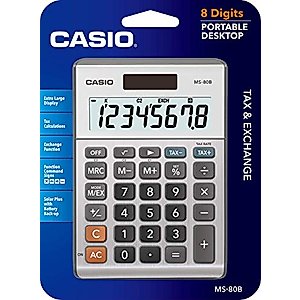 Casio MS-80B Standard Function Desktop Calculator,Black 147D×103W×28.8H mm