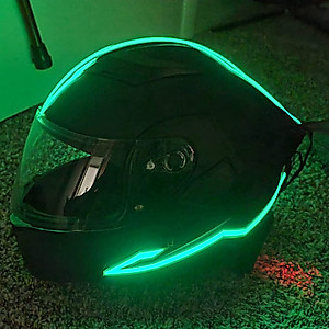 JIGUOOR 4PCS Motorcycle Helmet Light, Night Riding Signal EL Light, 3 Mode Led Helmet Light Strip Decoration Accessories Kit (Green, Battery Powered)