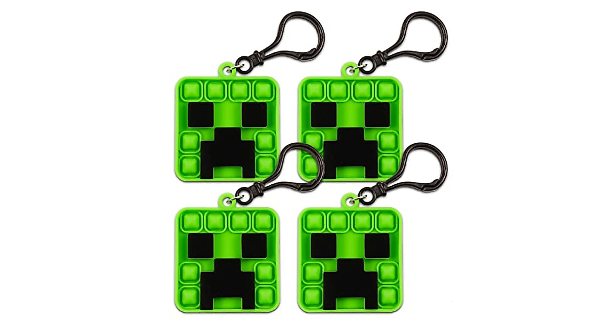 Minecraft Fidget Toys Set - 4 Creeper Keychains & More for Kids