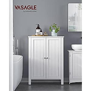 VASAGLE Bathroom Floor Storage Cabinet, Bathroom Storage Unit with 2 Adjustable Shelves, Bathroom Cabinet Freestanding, 11.8 x 23.6 x 31.5 Inches, White UBCB60W