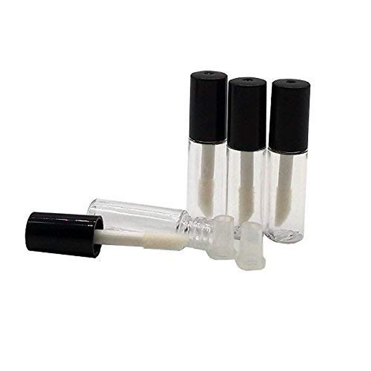 Mydio 50 Pack 1.2ML Clear Mini Lip Gloss Tube Empty Lip Balm Containers With Black Lid for Lipstick Samples