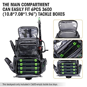 VISMIX Fishing Tackle Backpack with 4 Tackle Boxes Large Waterproof Tackle Bag Storage, Backpack for Trout Fishing Outdoor