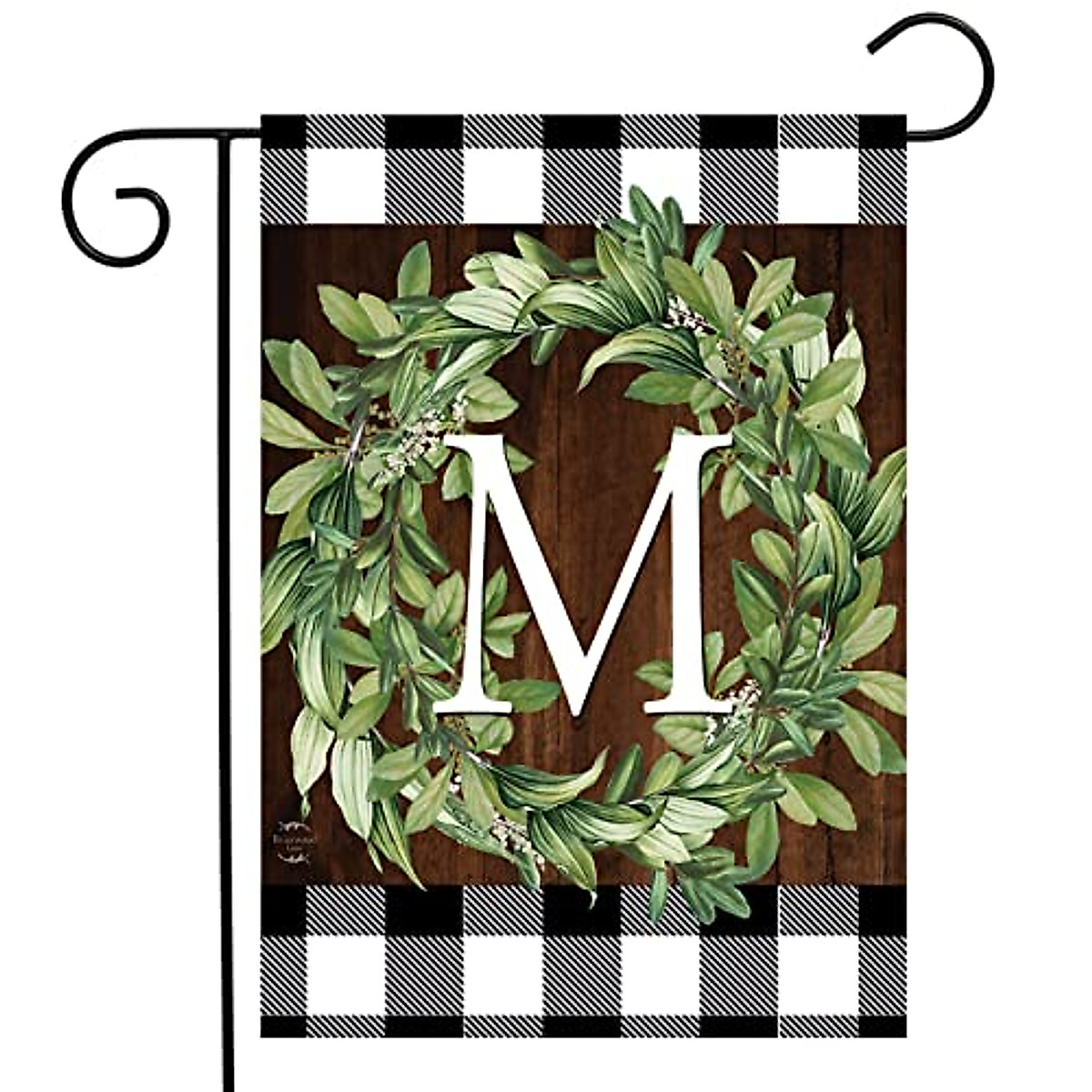 Briarwood Lane Wreath Monogram M Garden Flag Everyday 12.5" x 18"