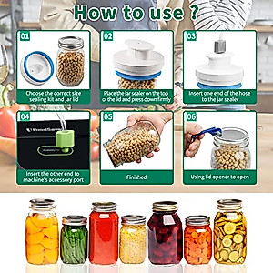 Mason Jar Sealer kit for FoodSaver Vacuum Sealer, Regular and Wide Mouth Mason Jar Vacuum Sealer Kit with Accessory Hose, Jar Sealer Attachment Compatible with All FoodSaver Vacuum Sealers
