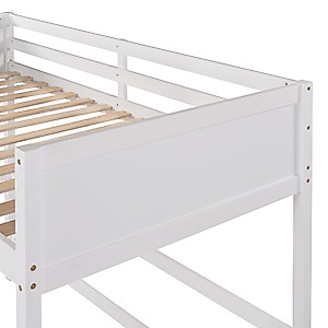 Harper & Bright Designs Twin Size Loft Bed with Inclined Ladder, Solid Wood Loft Bed Twin Frame with Full Length Guardrails for Kids Adults Boys Girls Teens, No Box Spring Needed (White)