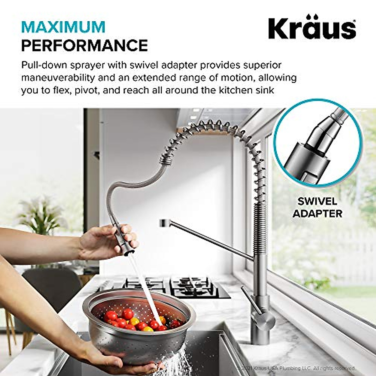 Kraus KPF-2631MB Oletto Commercial Style Pull-Down Single Handle Kitchen Faucet with QuickDock Top Mount Installation Assembly, Matte Black