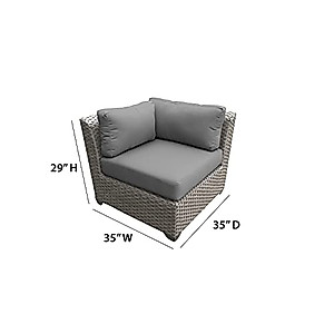 TK Classics Florence Sectional Seating Group with Cushions 9 Piece Outdoor Wicker Patio Furniture Set, Navy