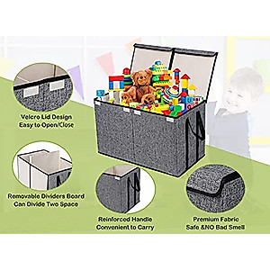 YOLOXO 2 Pack Large Kids Toy Box Chest Storage Organizer with Flip-Top Lid